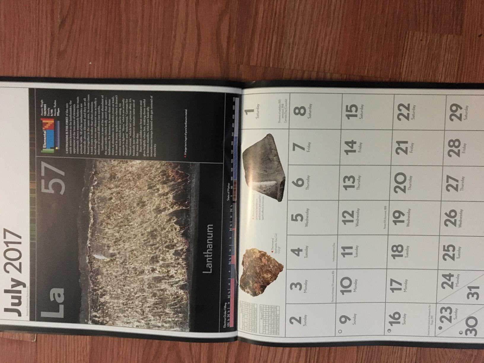 Elements 2017 Calendar: A Visual Exploration of Every Known Atom in the ...