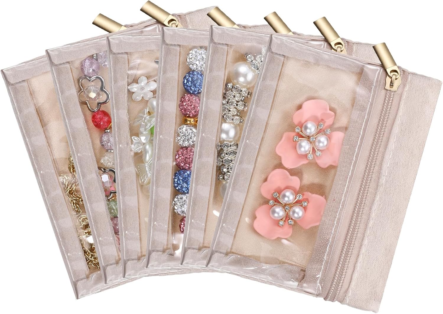 Amazon.com: 6 Pcs Travel Jewelry Organizer, Mini Polyester Jewelry ...