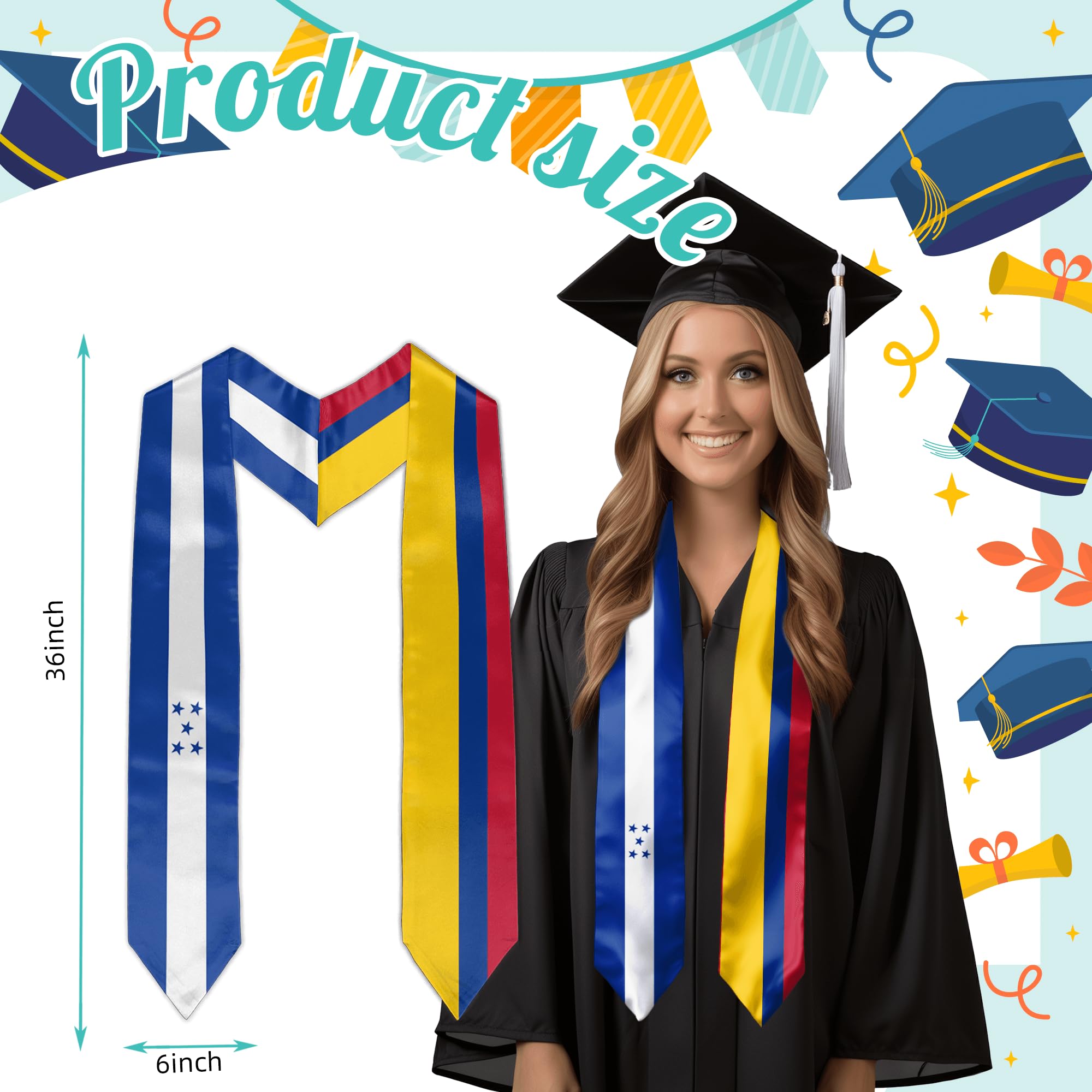 Snapklik.com : Honduras Colombia Mixed Flag Graduation Stole For ...