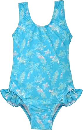 Amazon.com: Flap Happy Girls' UPF 50+ Delaney Hip Ruffle Swimsuit, Coco Beach Turtles : Clothing ...