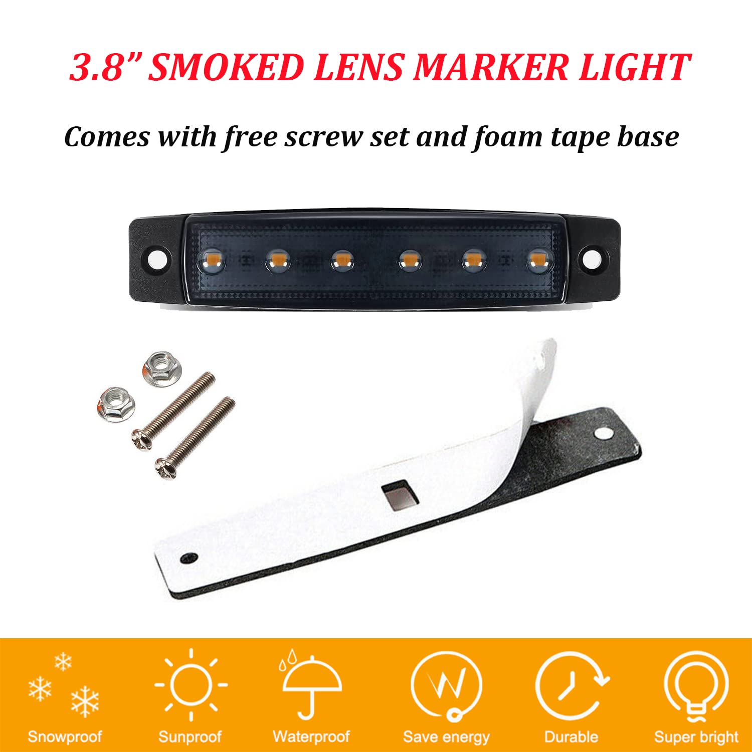Snapklik.com : 10 Pack DC 12V Smoked Red 3.8" 6 LED Trailer Side Marker ...