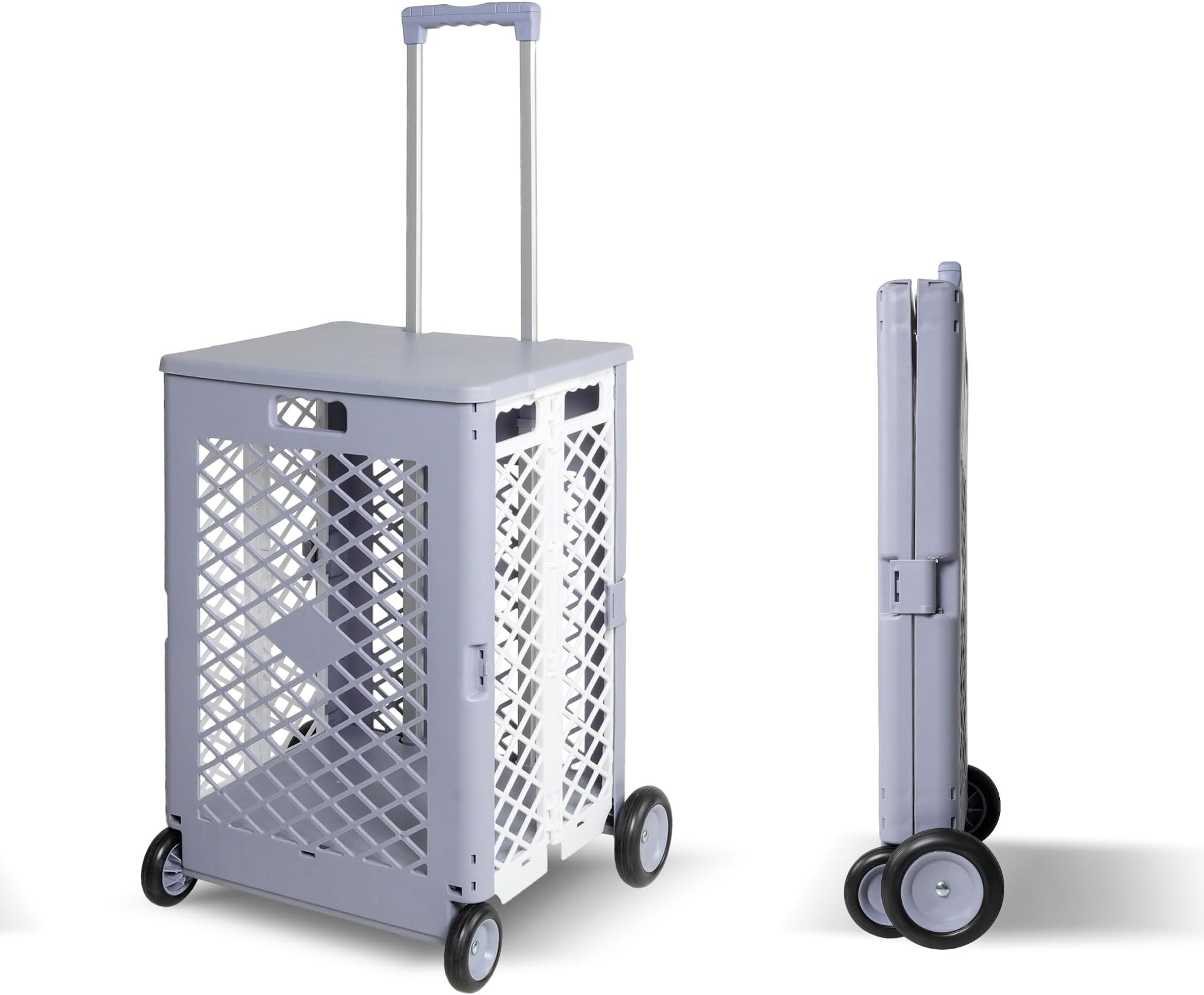 Amazon.com: Portable Utility Cart with Lid, Telescopic Handle & Wheels ...