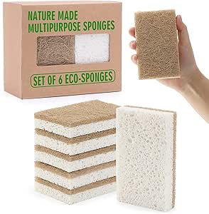 Amazon.com: Natural Kitchen Sponge (6 Pack) for Cleaning Dish, Glass ...
