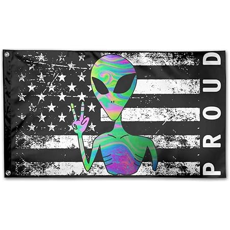 Amazon.com : Oersted Proud American Flag with Psychedelic Alien 3x5ft ...