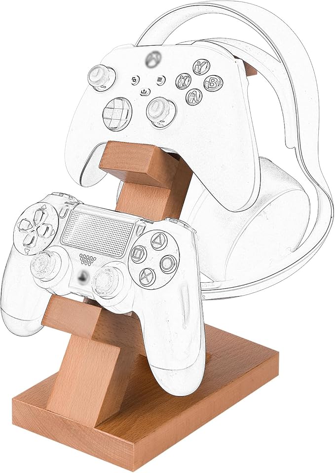 Amazon.com: Geekria Solid Wood Dual Gamepad Controller and Headphone ...