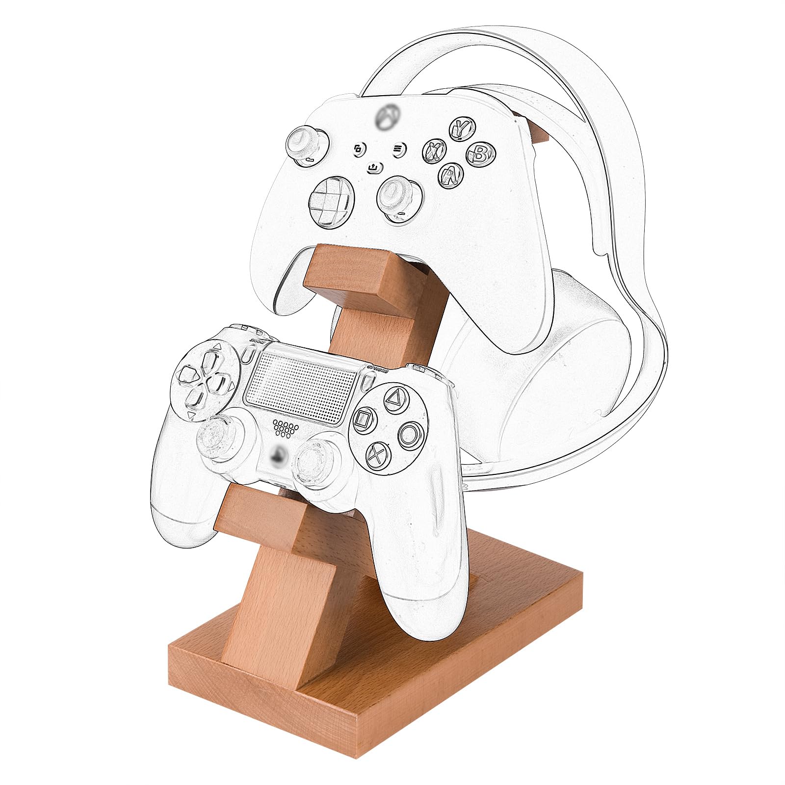 Amazon.com: Geekria Solid Wood Dual Gamepad Controller and Headphone ...