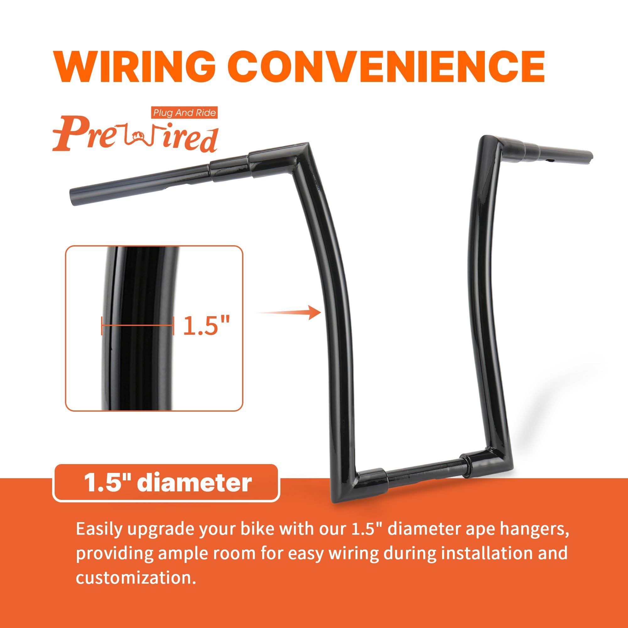 1-1/2 Inch Fat 18 Inch Rise Mercenary Ape Hangers Road Glide Handlebars ...