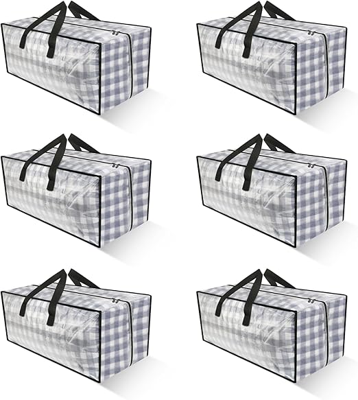 Amazon.com: Clear Storage Bags with Zipper, 6 Pack Large Moving Bags ...