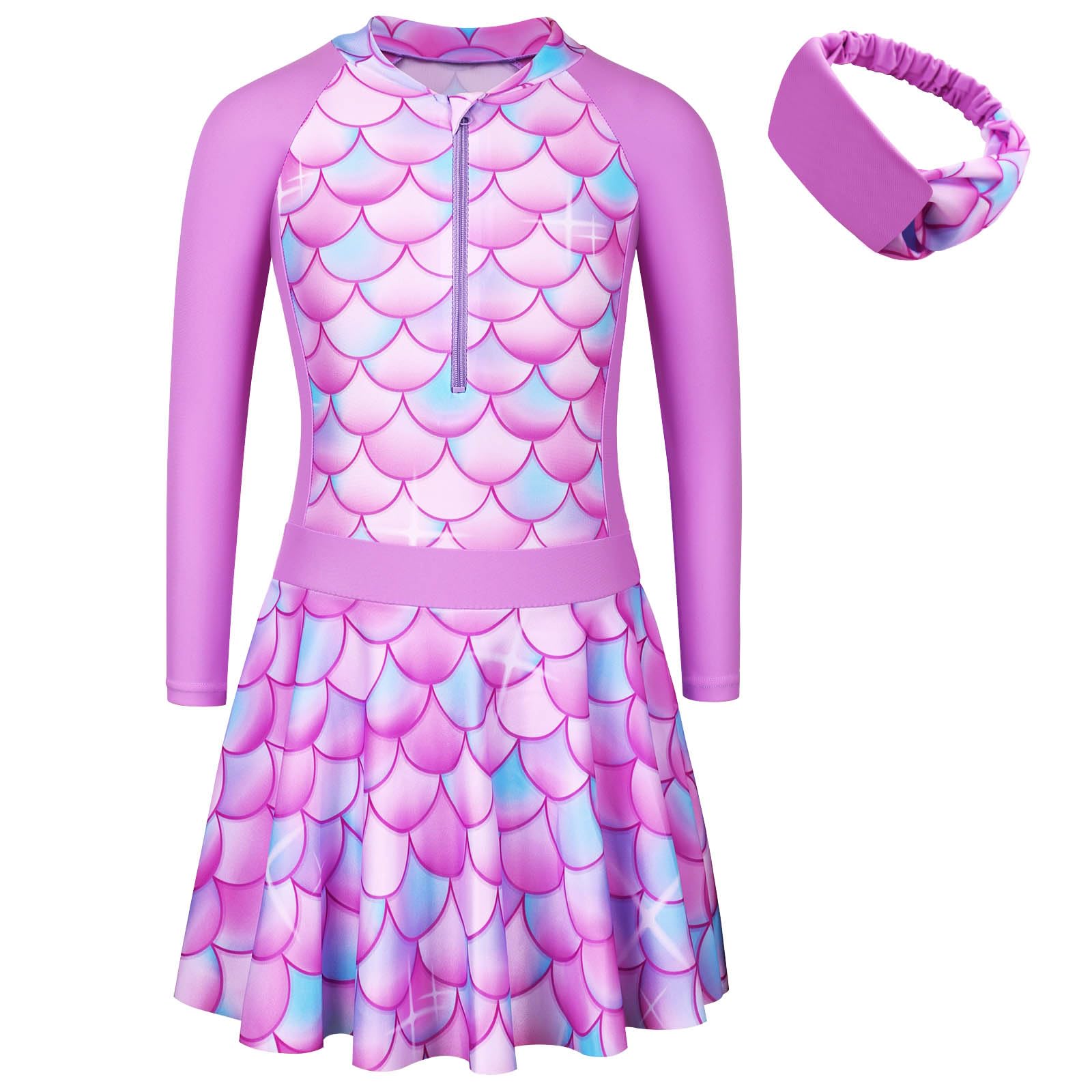 Snapklik.com : Girls Swimsuit One Piece Long Sleeve UPF 50+ Floral ...