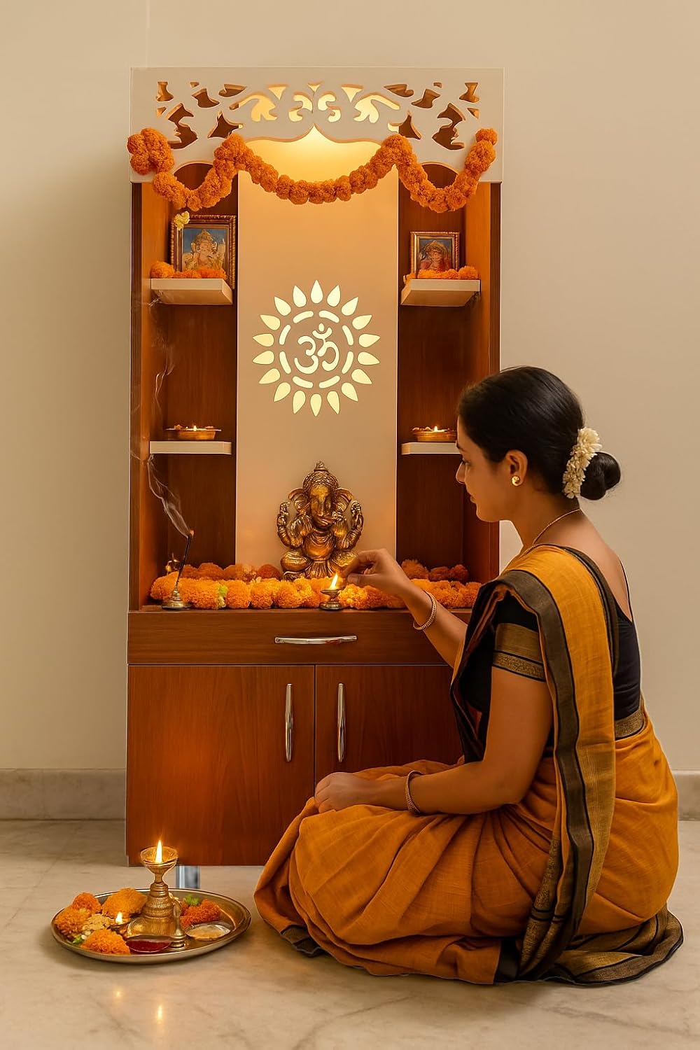 Alpine Willow Premium Temple for Home (Pre-Assembled) Pooja Mandir ...