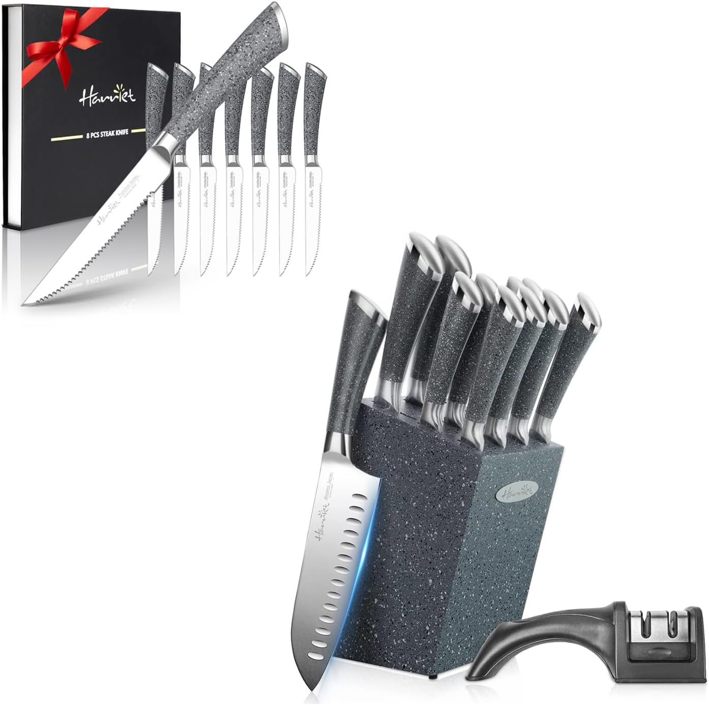 Amazon.com: Marble Knives Set Series - Serrated Steak Knives Set of 8 ...