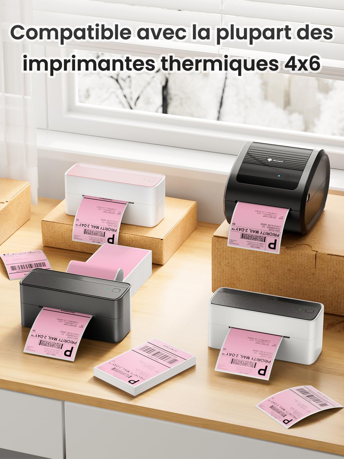 Snapklik.com : 4x6 Thermal Label Printer Paper - 500 PCS Pink 4"x6" Fan ...
