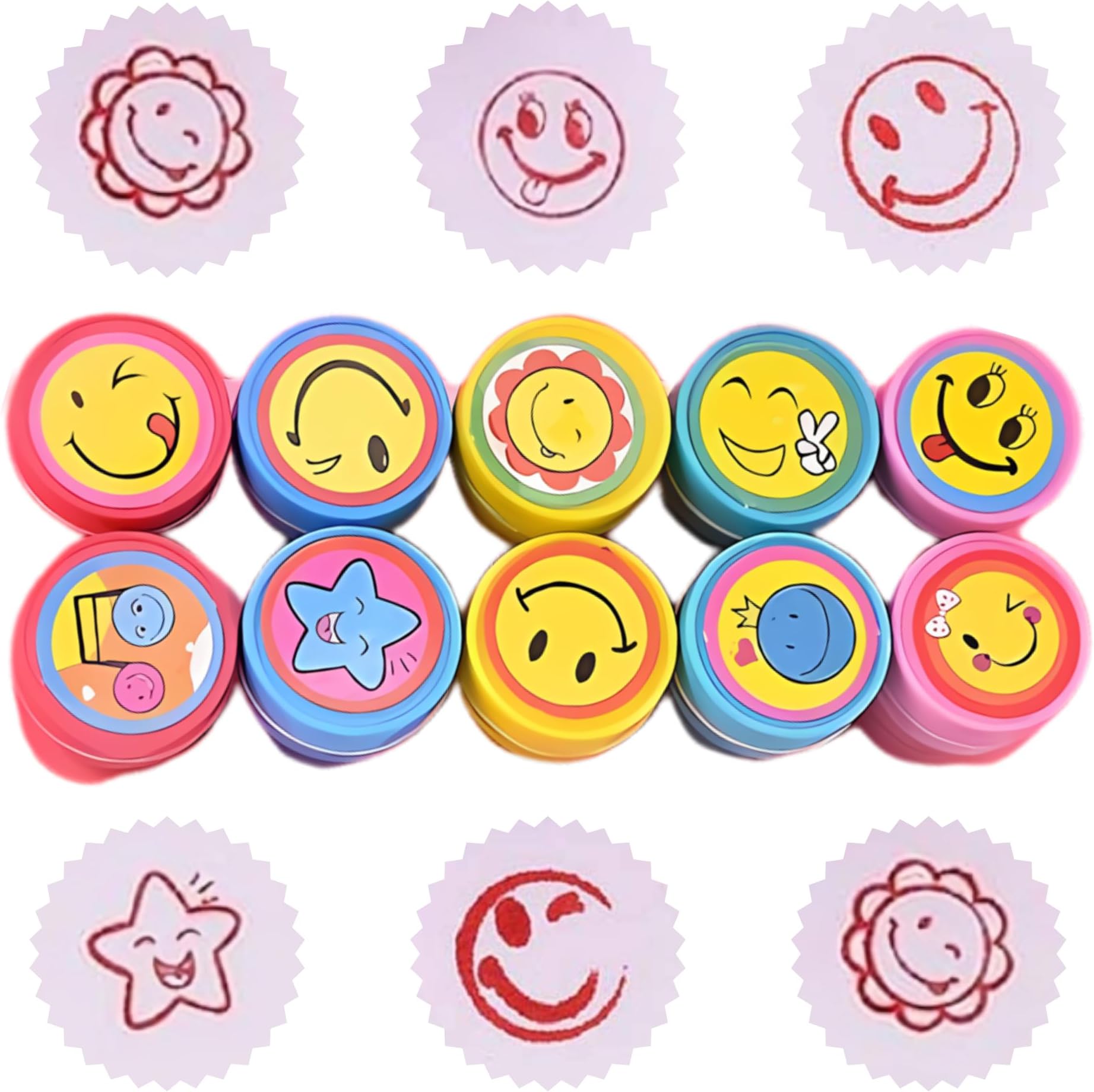 Toyshine 30 pcs Emoji Stamps for Children Self-Inking Stamp for Party ...