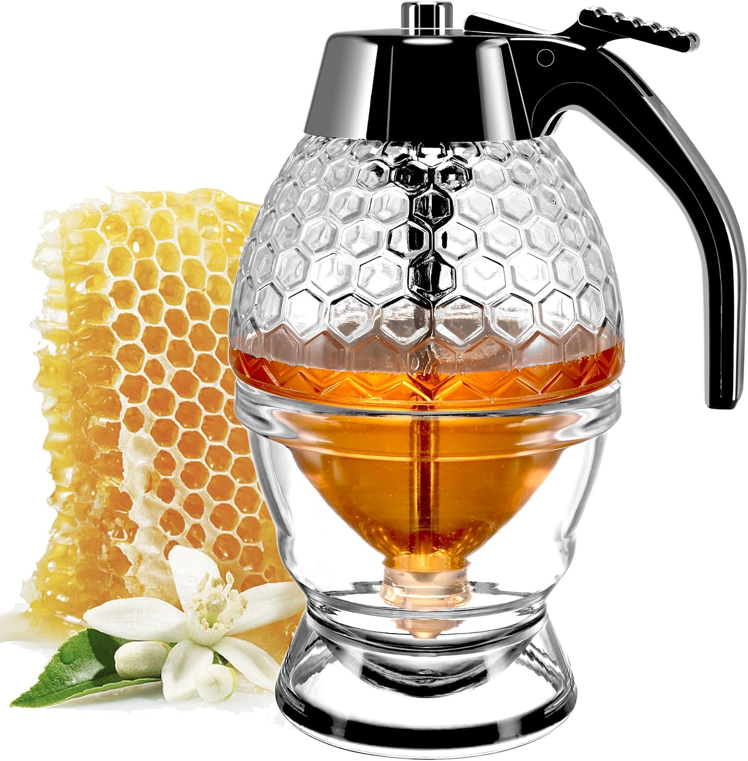Amazon.com: Hunnibi No Drip Glass Honey Dispenser with Stand ...