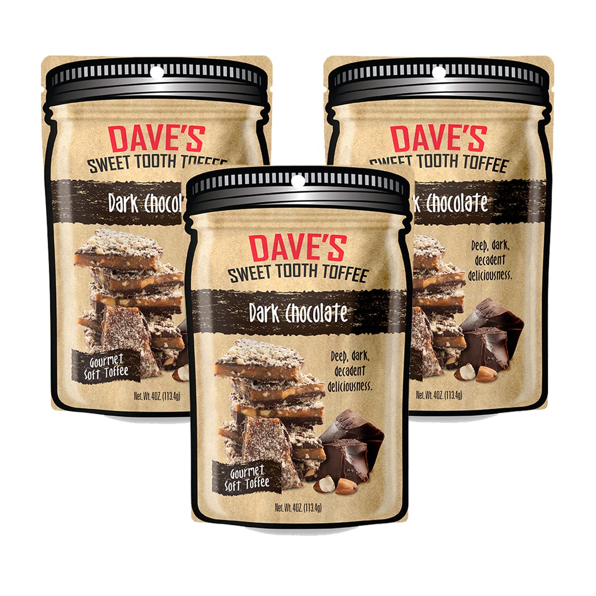 Amazon.com : Dave's Sweet Tooth Toffee - Dark Chocolate Toffee Gift Set ...