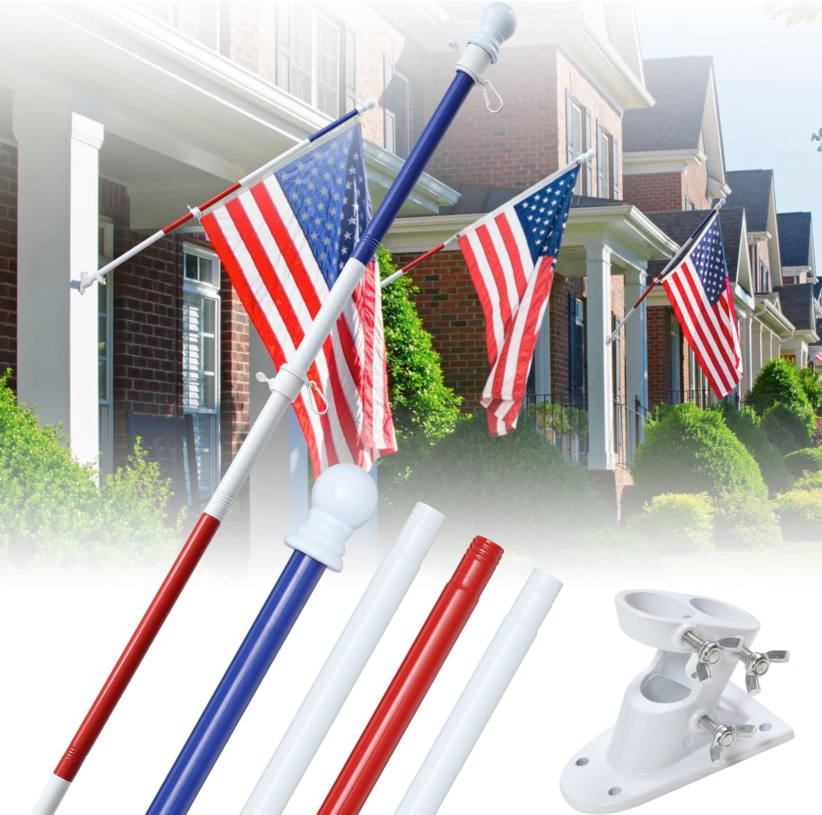 Amazon.com : Flag Pole with Holder for Outside House - 6ft Heavy Duty ...