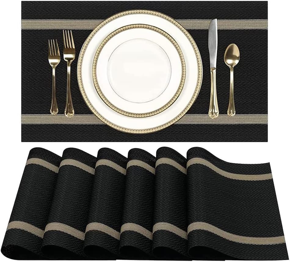 PVC Woven Placemats 45x30cm Stain Resistant Heat Resistant Table Decor ...