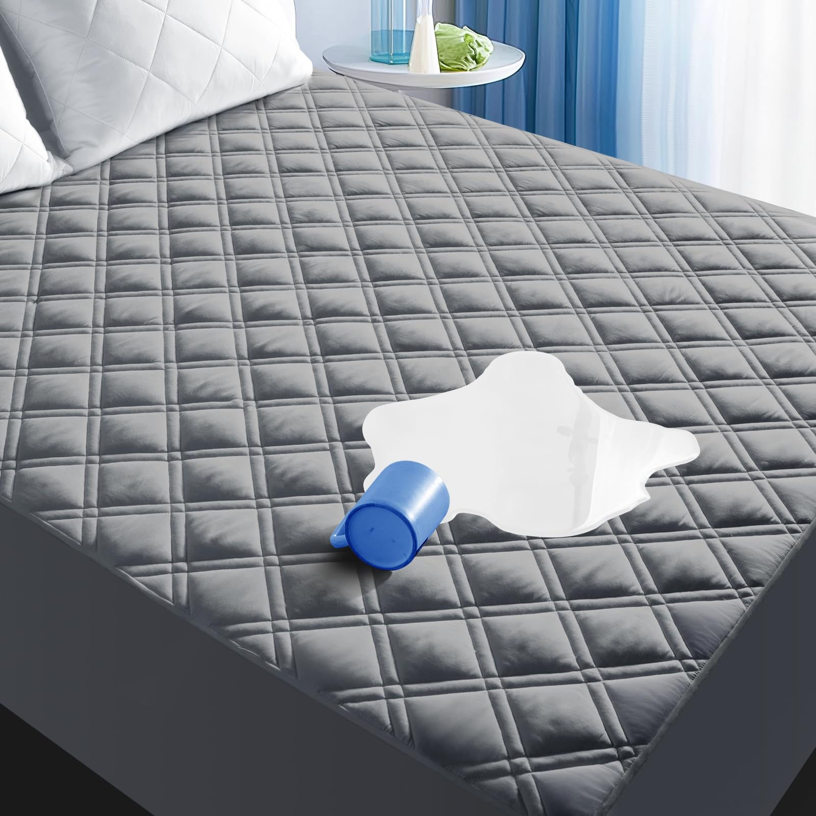 Amazon.com: MEELUS King Mattress Protector, Breathable Waterproof ...