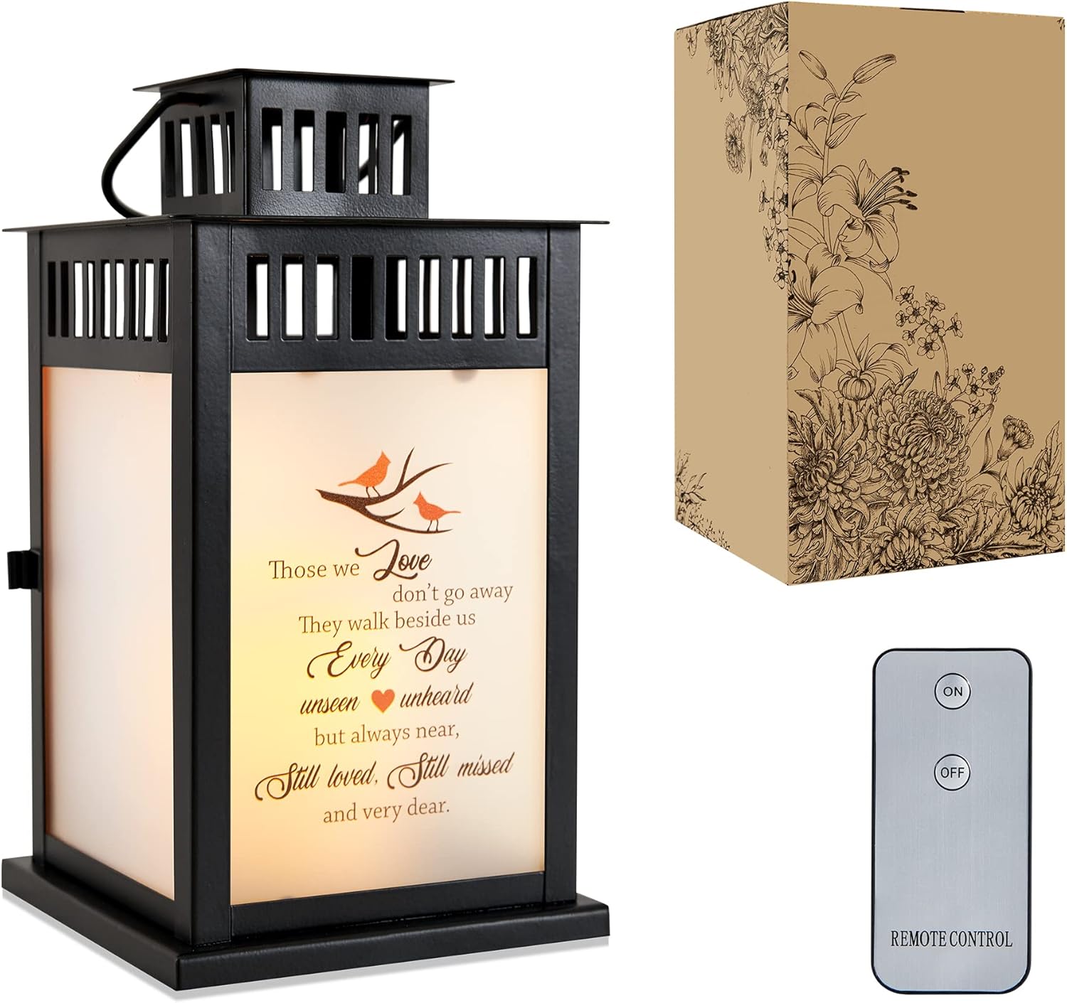 WOODEXPE Sympathy Gift Memorial Lantern with Flickering LED Candle and ...