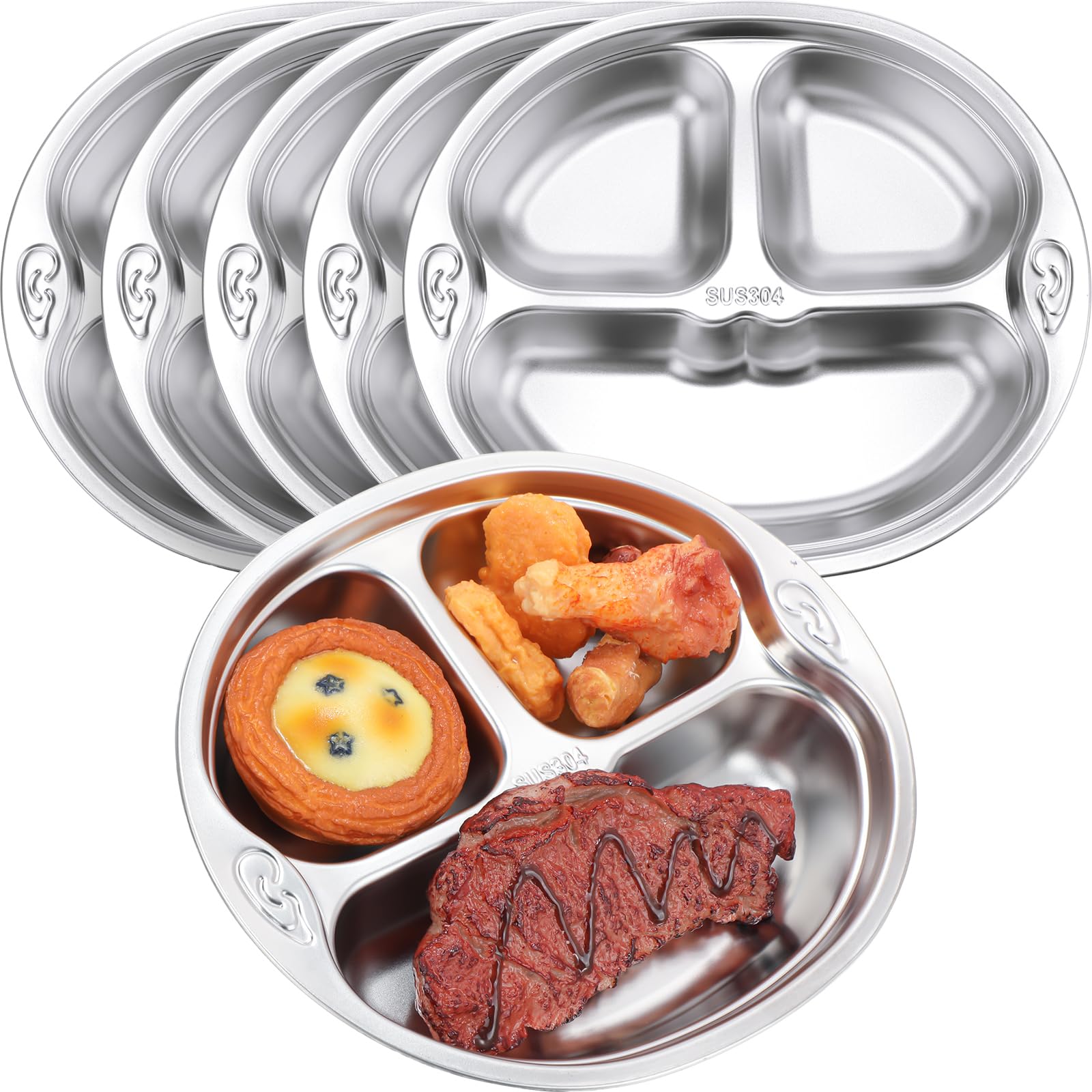 3 Compartment Feeding Plate Stainless Steel Kids Plates With Suction ...