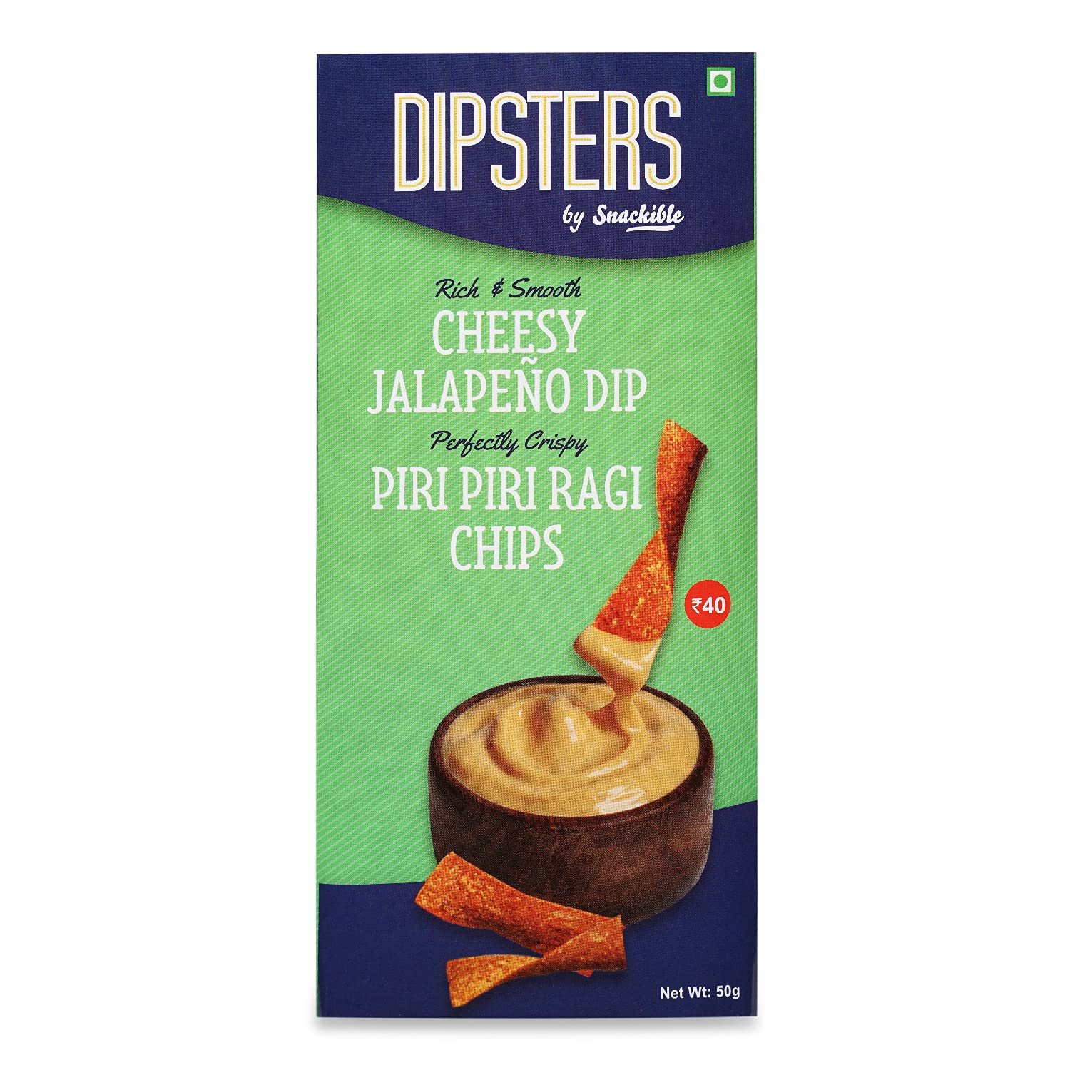 Snackible Dipsters Cheesy Jalapeno Dip with Peri Peri Ragi Chips (Pack ...
