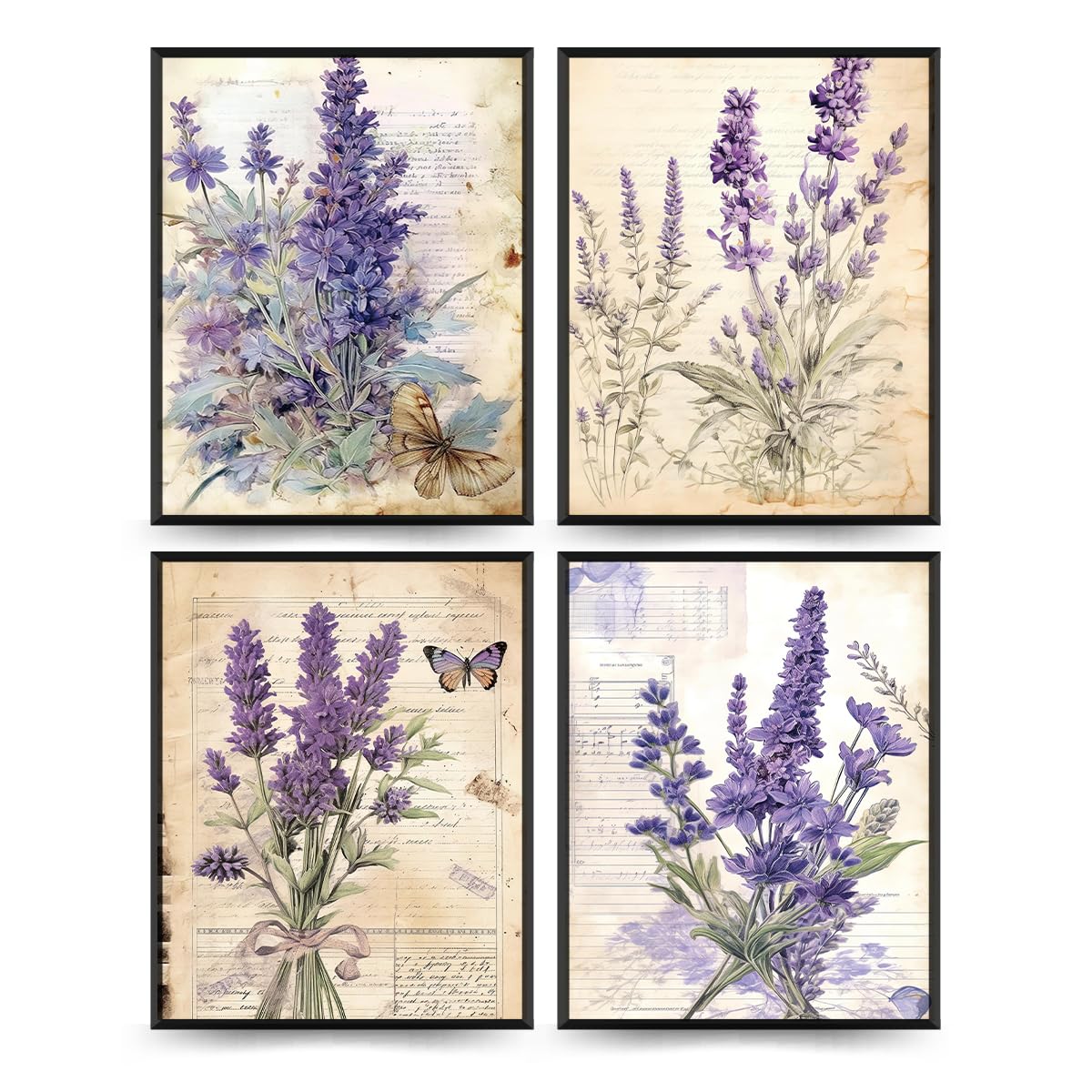 Amazon.com: PLKMK Vintage Retro Lavender Art Prints 8x10, Antique ...