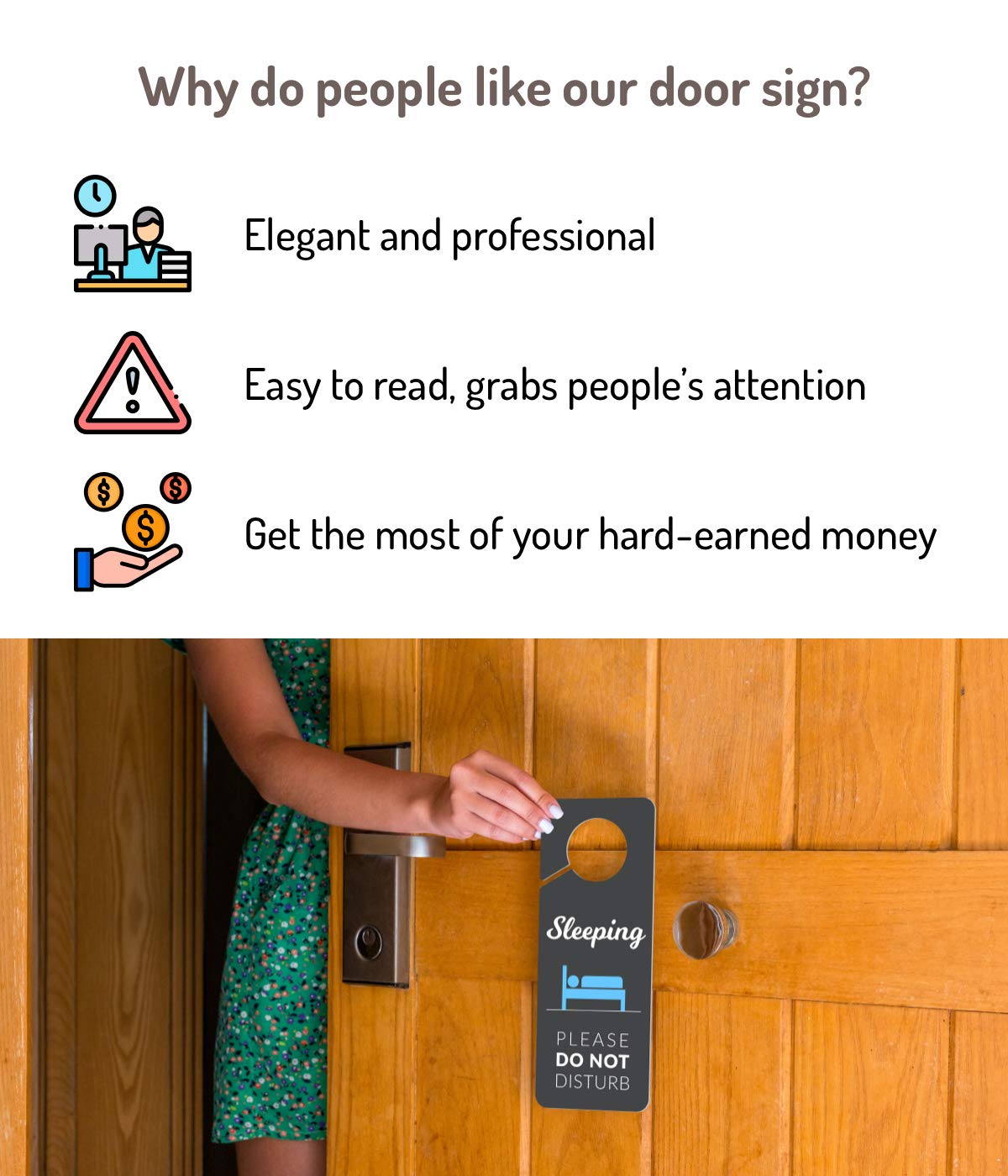 Buy Sleeping Sign for Door, 2 Pack (Printed on Both Sides), 9.3″x3.5 ...