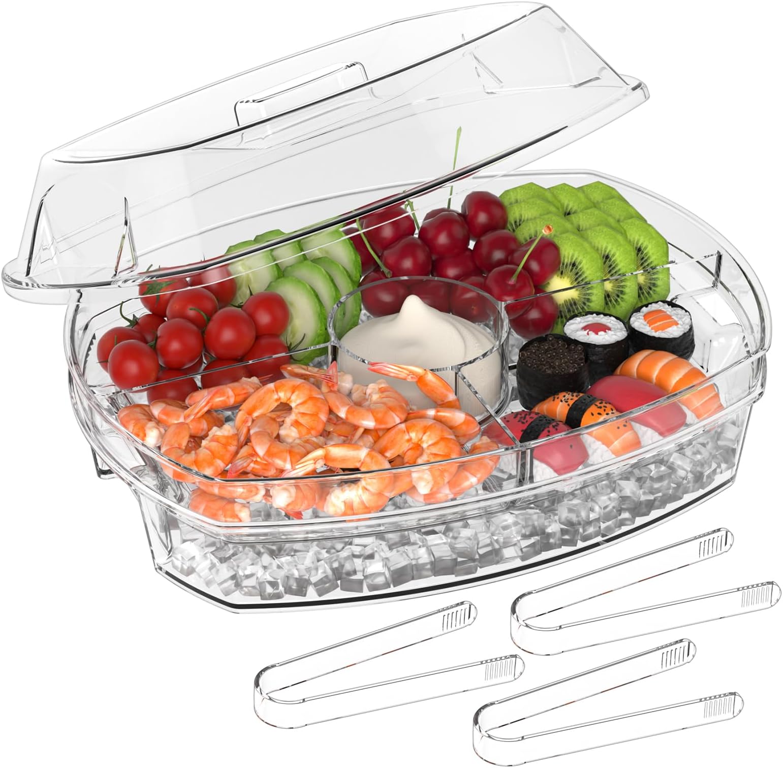 Amazon.com: Chilled Veggie Tray, 15 Inch Fruit Ice Serving Tray, Clear ...