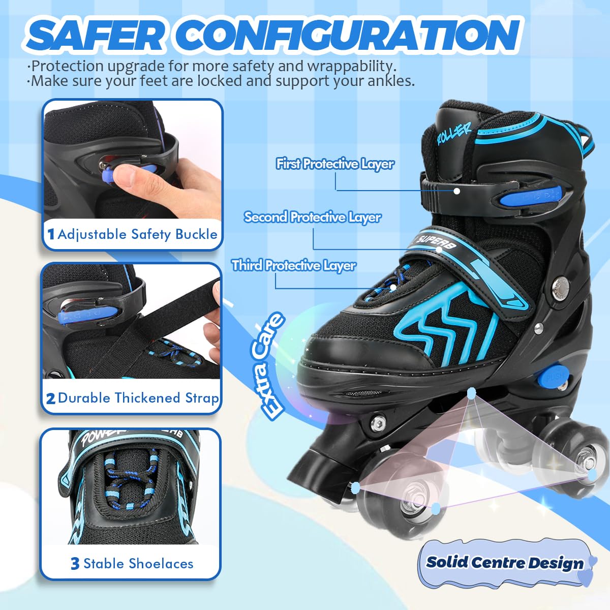 Snapklik.com : HXWY Kids Roller Skates For Boys Girls Child, Adjustable ...