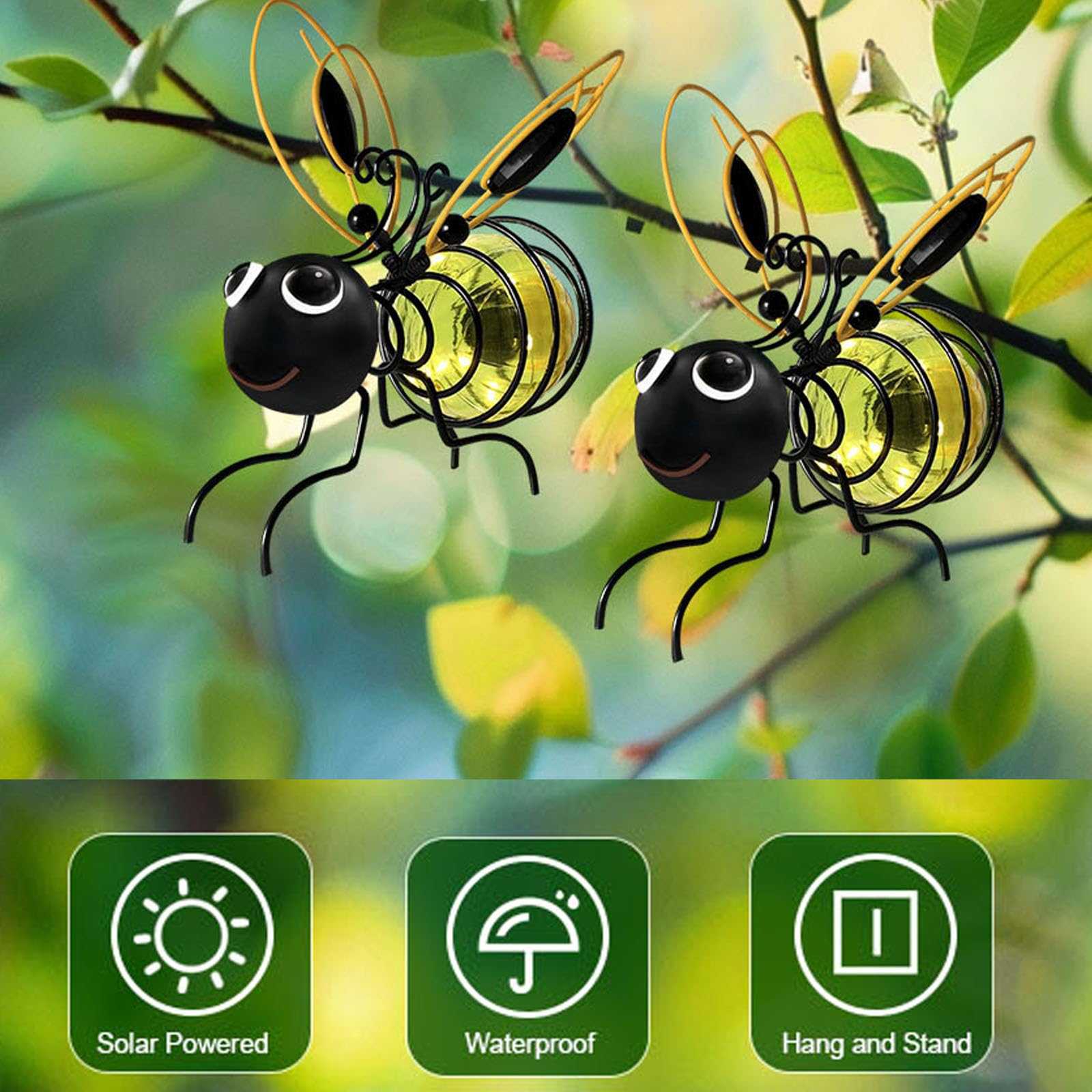 Solar Garden Lights Outdoor Solar Bee Hanging Lights - Waterproof ...