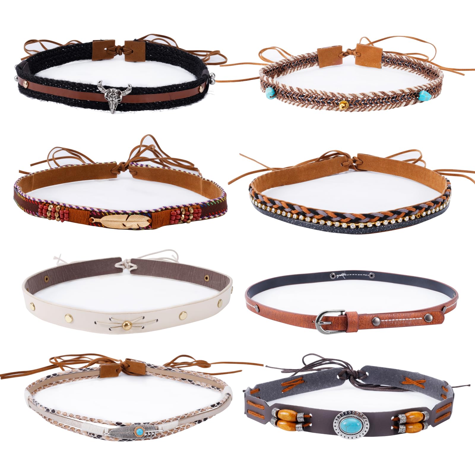 Cowgirl Hat Accessories 6-Pack Western Cowboy Hat Bands - Leather ...