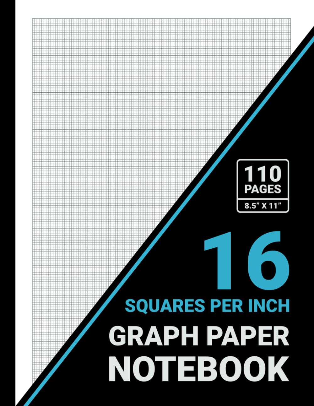 Graph Paper 16 Squares Per Inch Notebook: 1/16 Inch Squares, 16x16 Grid ...