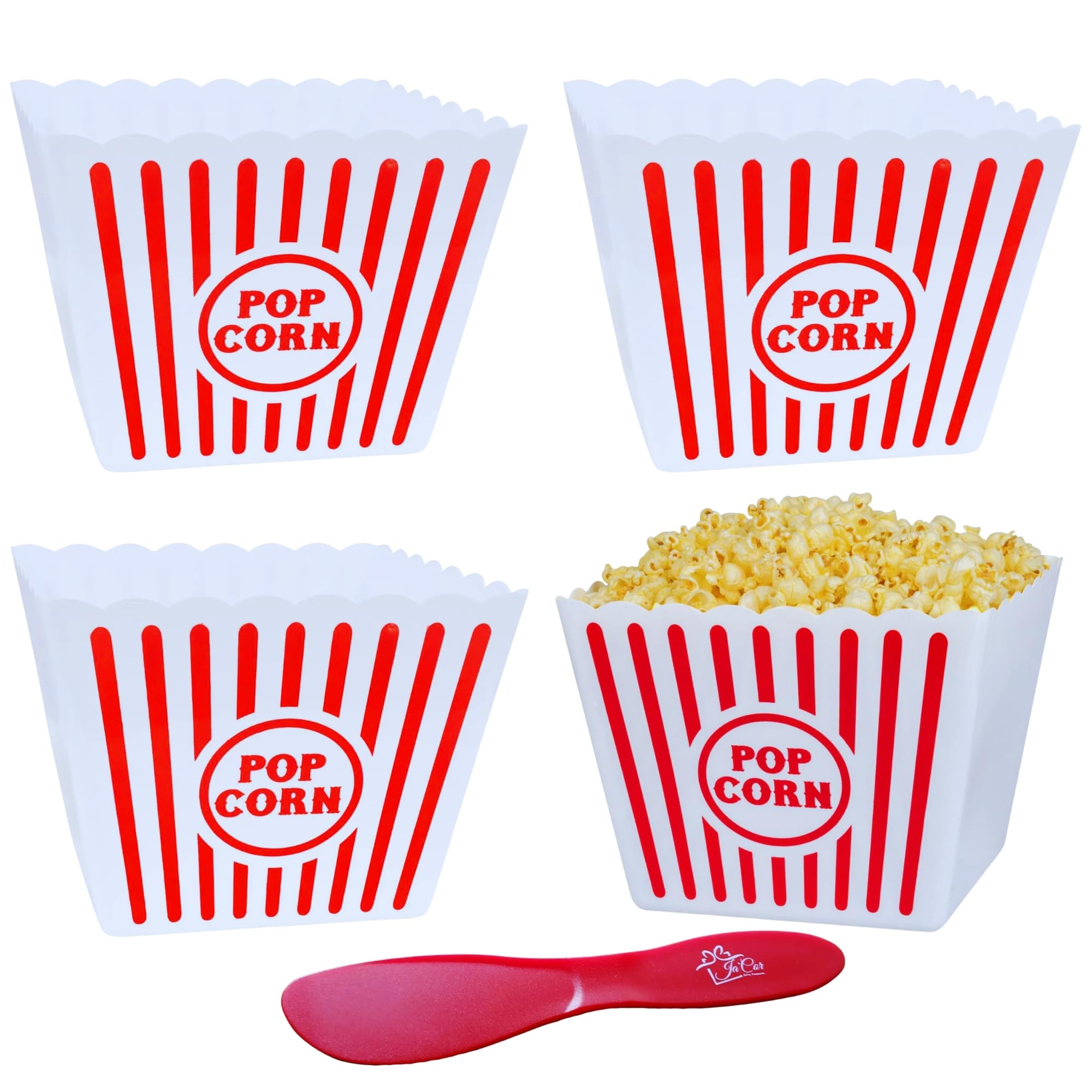 Amazon.com: Ja'cor Reusable Popcorn Containers Pack of 4 Tubs - Red ...