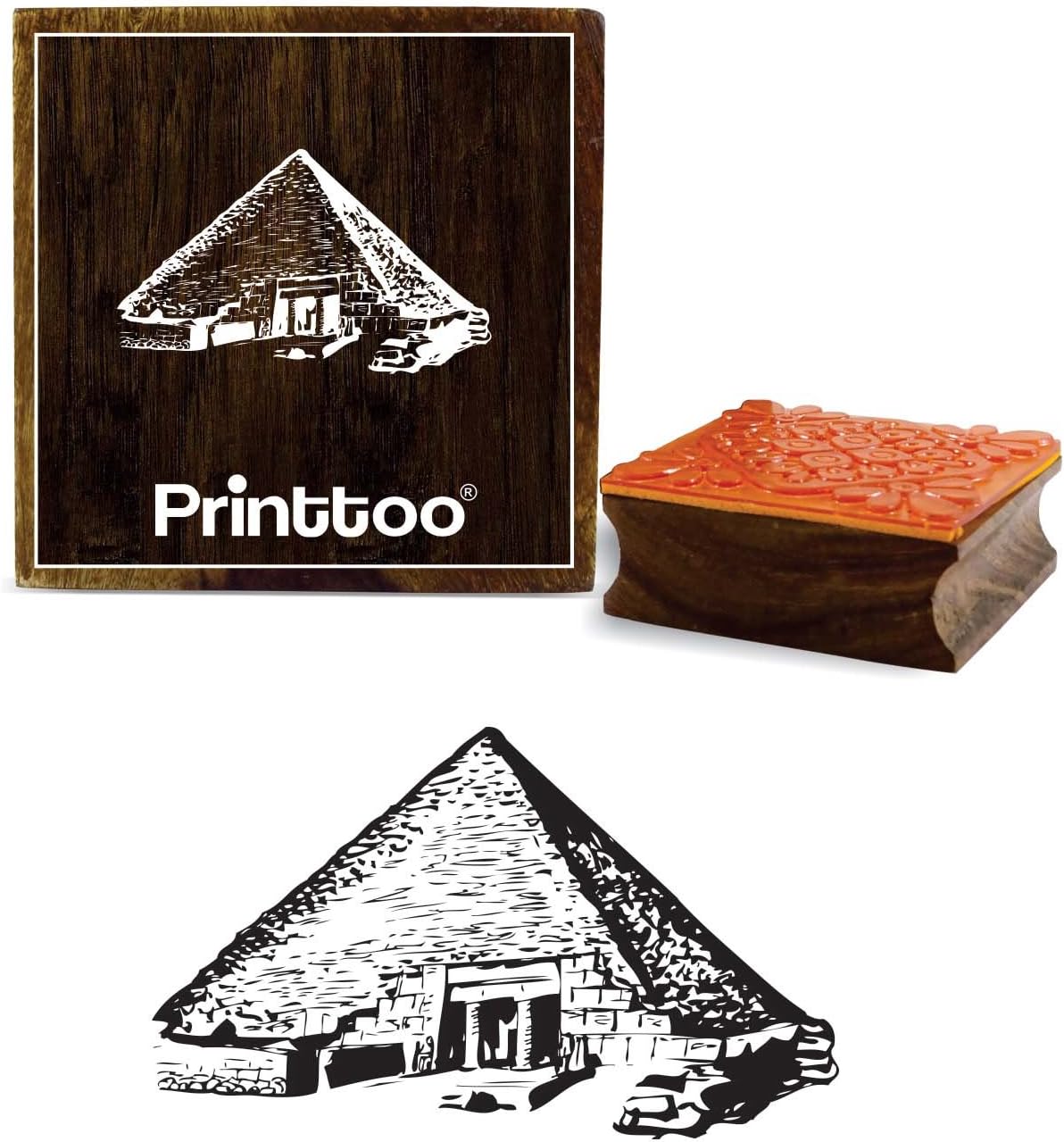 Amazon.com: Printtoo Brown Wooden Rubber Stamp Great Pyramid of Giza ...