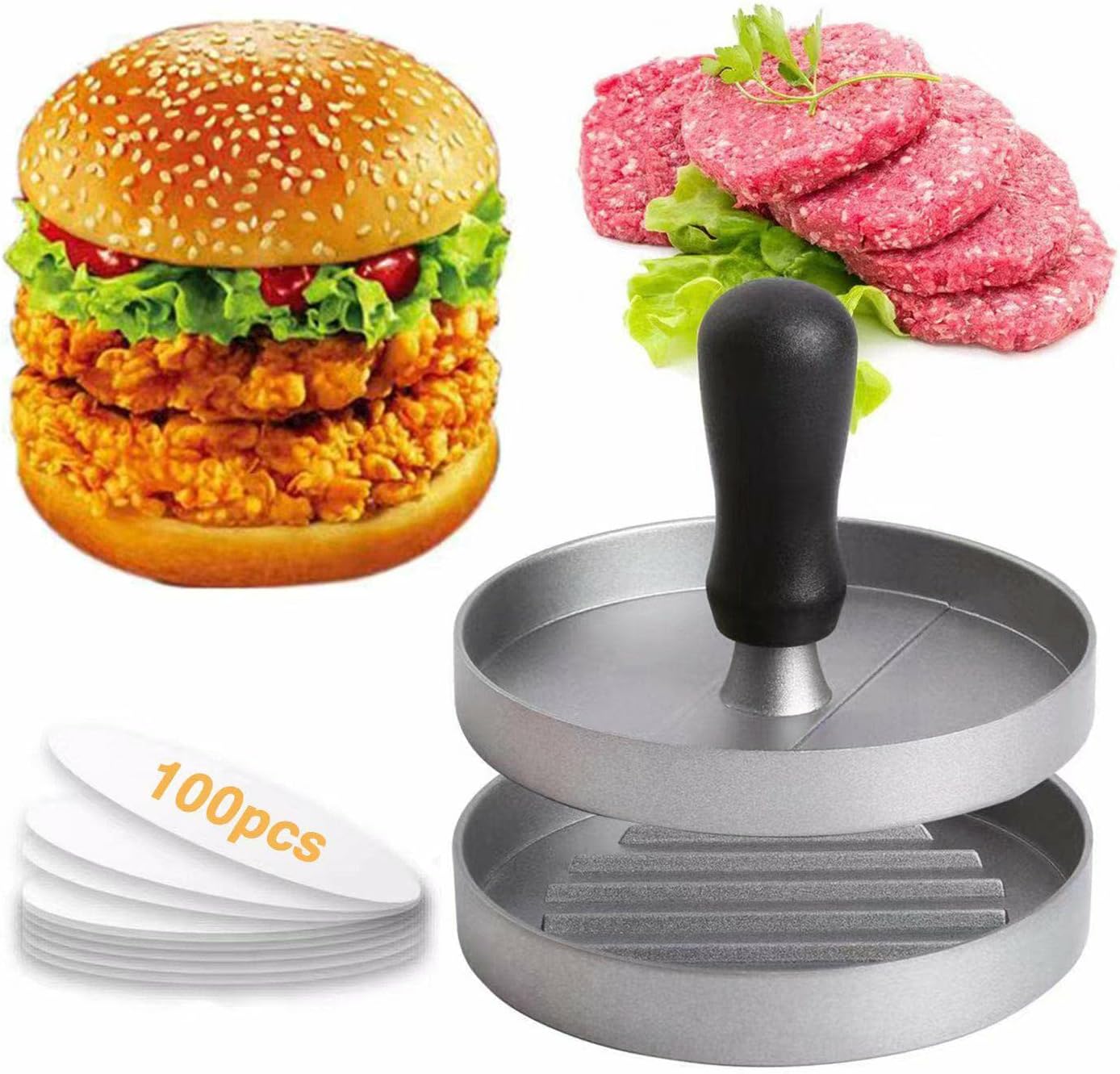 Amazon.com: Adjustable Burger Press, Grill Burger Smasher Hamburger ...