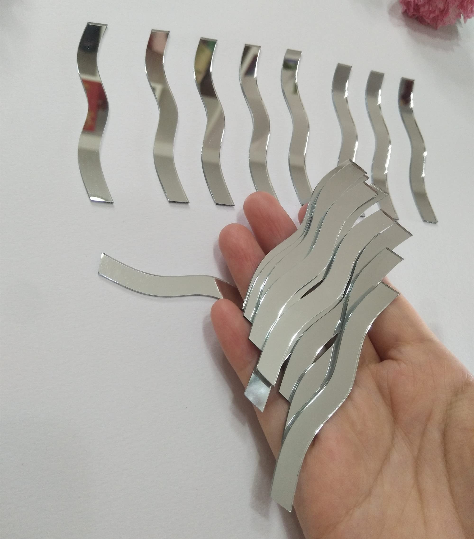 Snapklik.com : 100pcs Of 3 Wave Glass Mirror Mosaic,Wavy Rectangle ...