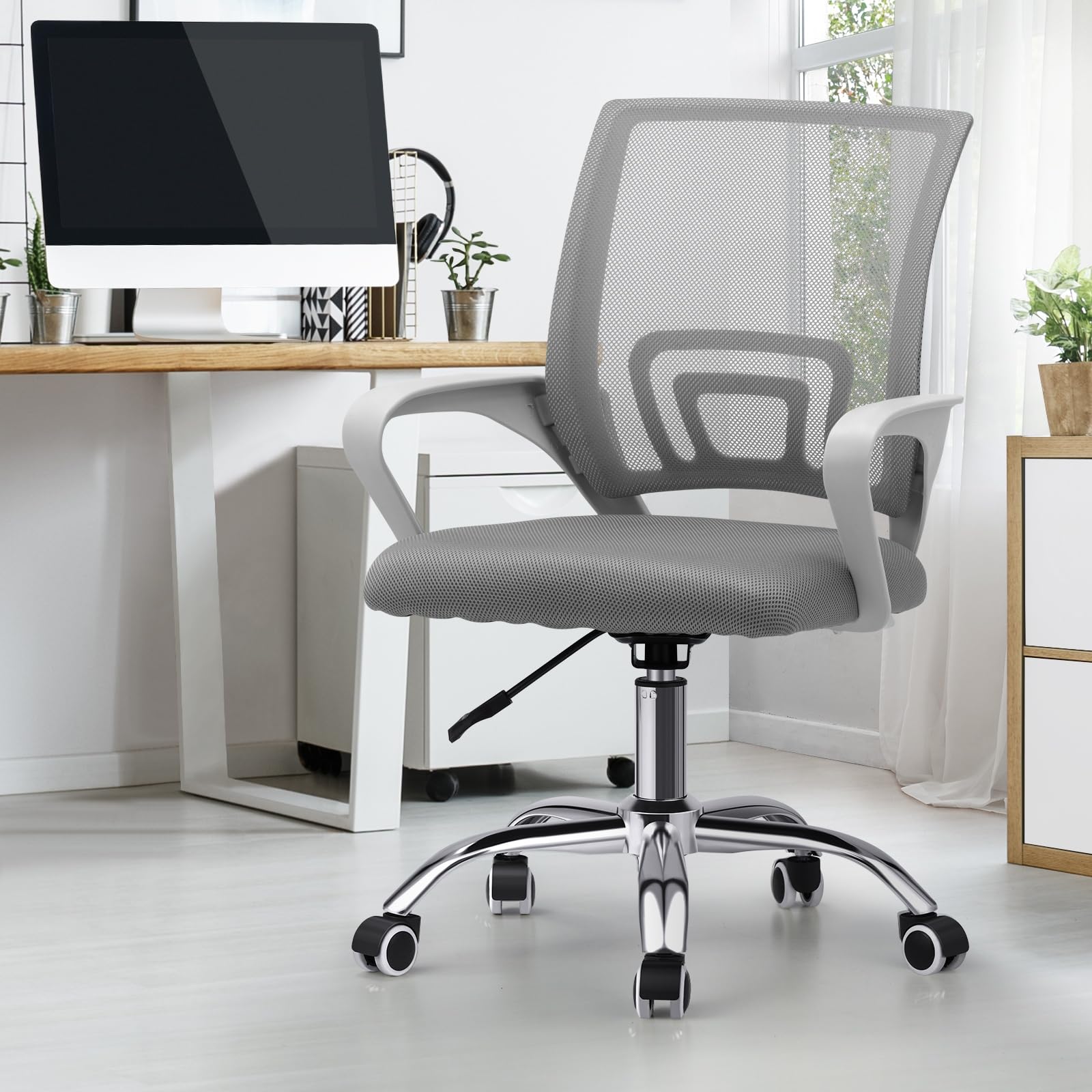 Oikiture Mesh Back Desk Chair with Lumbar Support and 150kg Capacity ...
