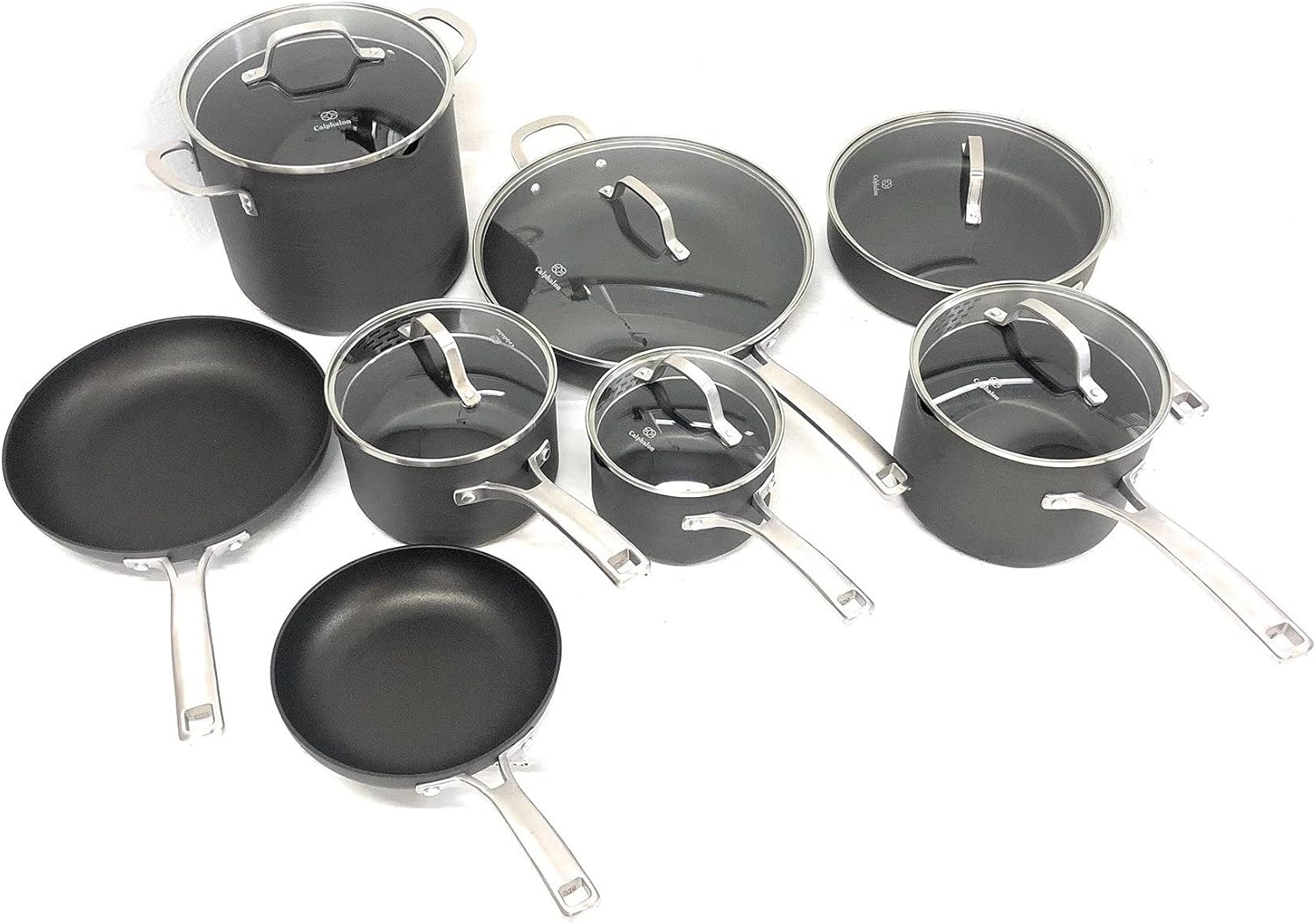 Calphalon Classic Nonstick Cookware Set, 14-Piece, Grey (1943336 ...