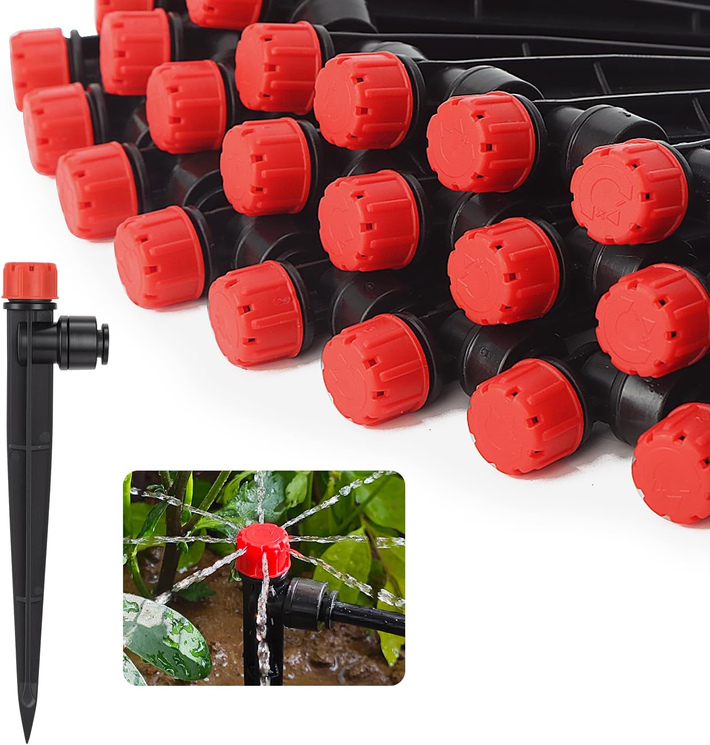 Amazon.com : iPriro 40pcs Drip Irrigation Emitter with Barbed Lock for ...