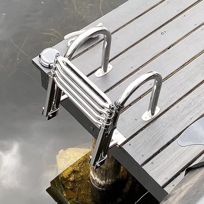 Buy Folding Dock Swim Step Ladder, Premium Stainless Pontoon Pool Boat ...
