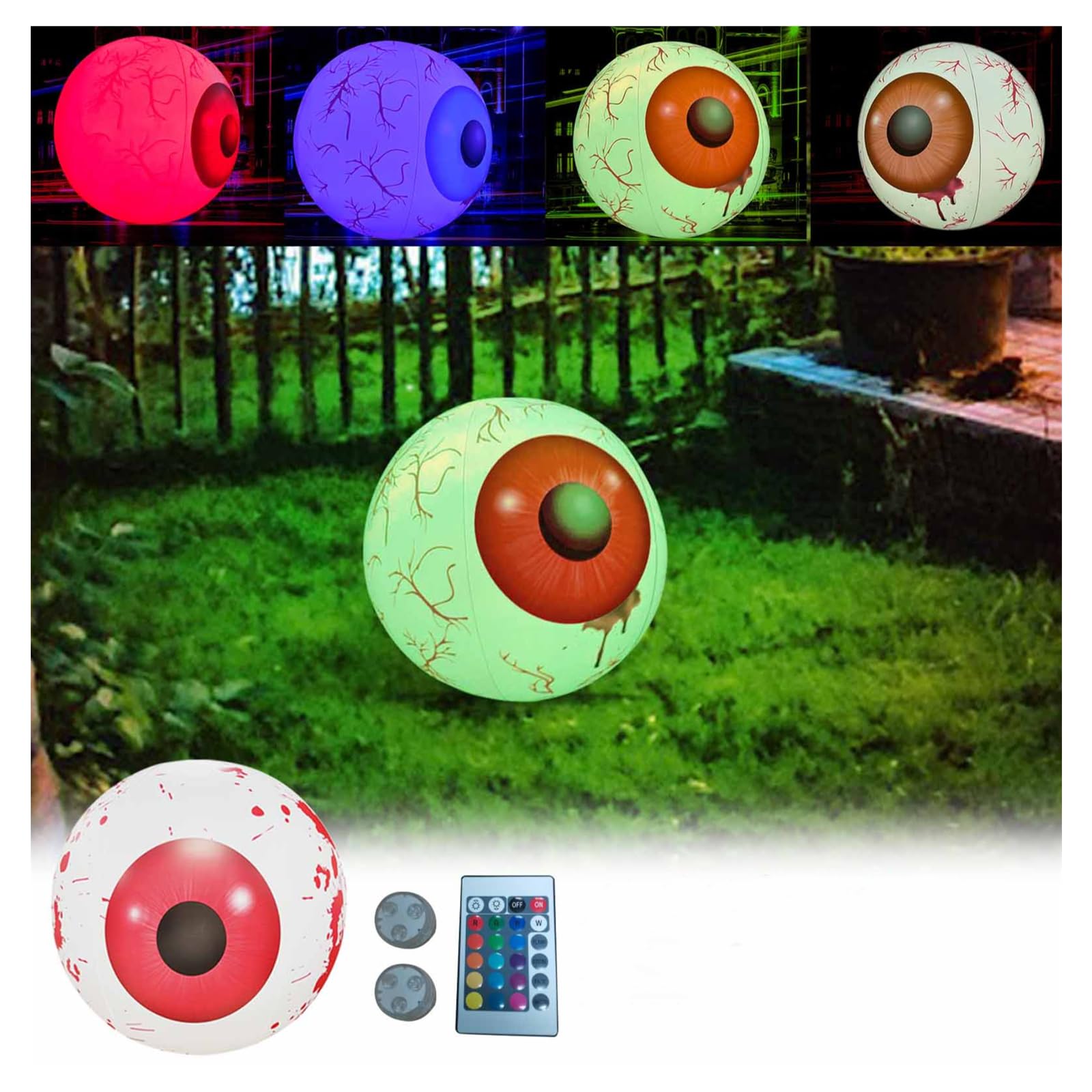 Amazon.com: Halloween Inflatable Eyeball with Build-in LED Lights ...