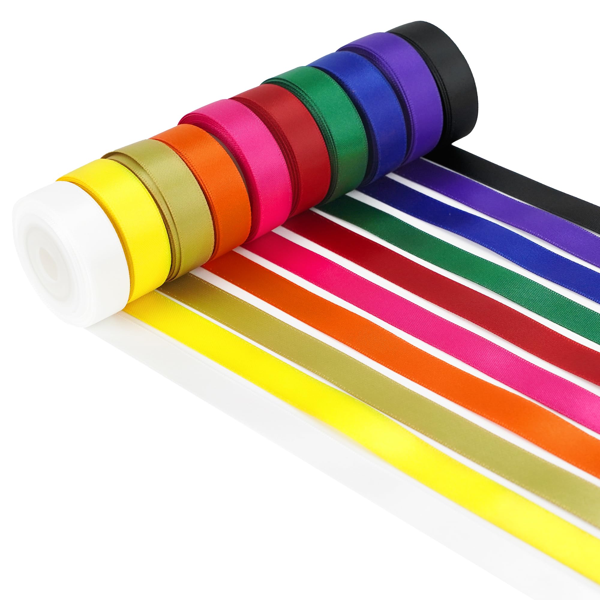 Amazon.com: MEEDEE Rainbow Ribbon Set Solid Color Assortment 10 Colors ...