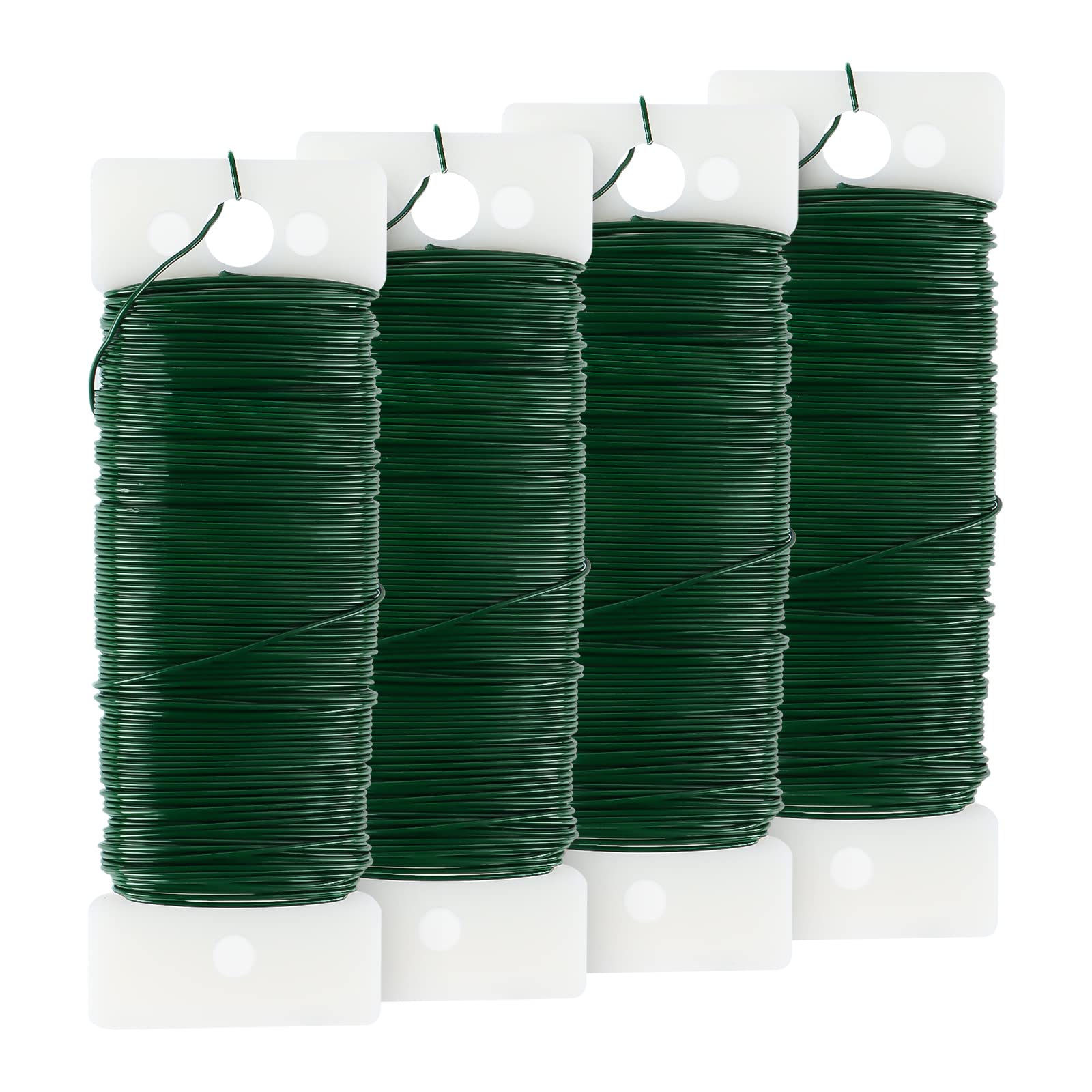 Florist Wire,4 Pack Green Floral Wire 0.5 mm Craft Wire Wreath Making ...