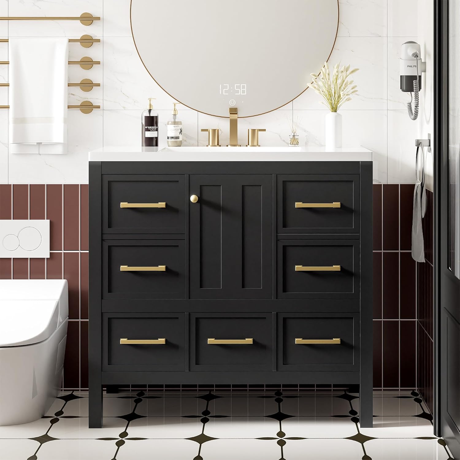 Amazon.com: Virubi 36" Bathroom Vanity with Sink, Modern Bathroom ...