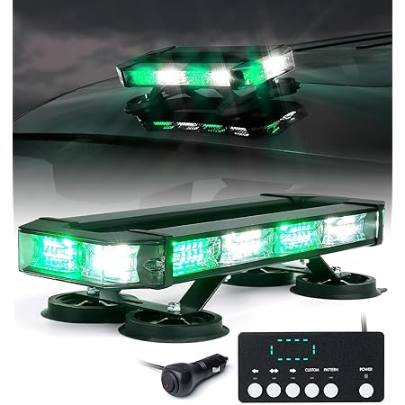 Amazon.com: LUMENIX White Green LED Rooftop Emergency Strobe Light Bar ...