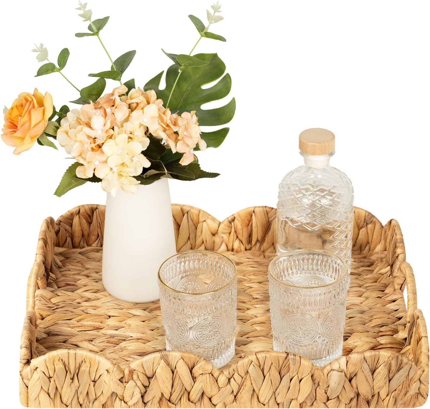 Amazon.com: Rattan Tray Set of 3 - Serving Tray Wicker Rattan Set ...