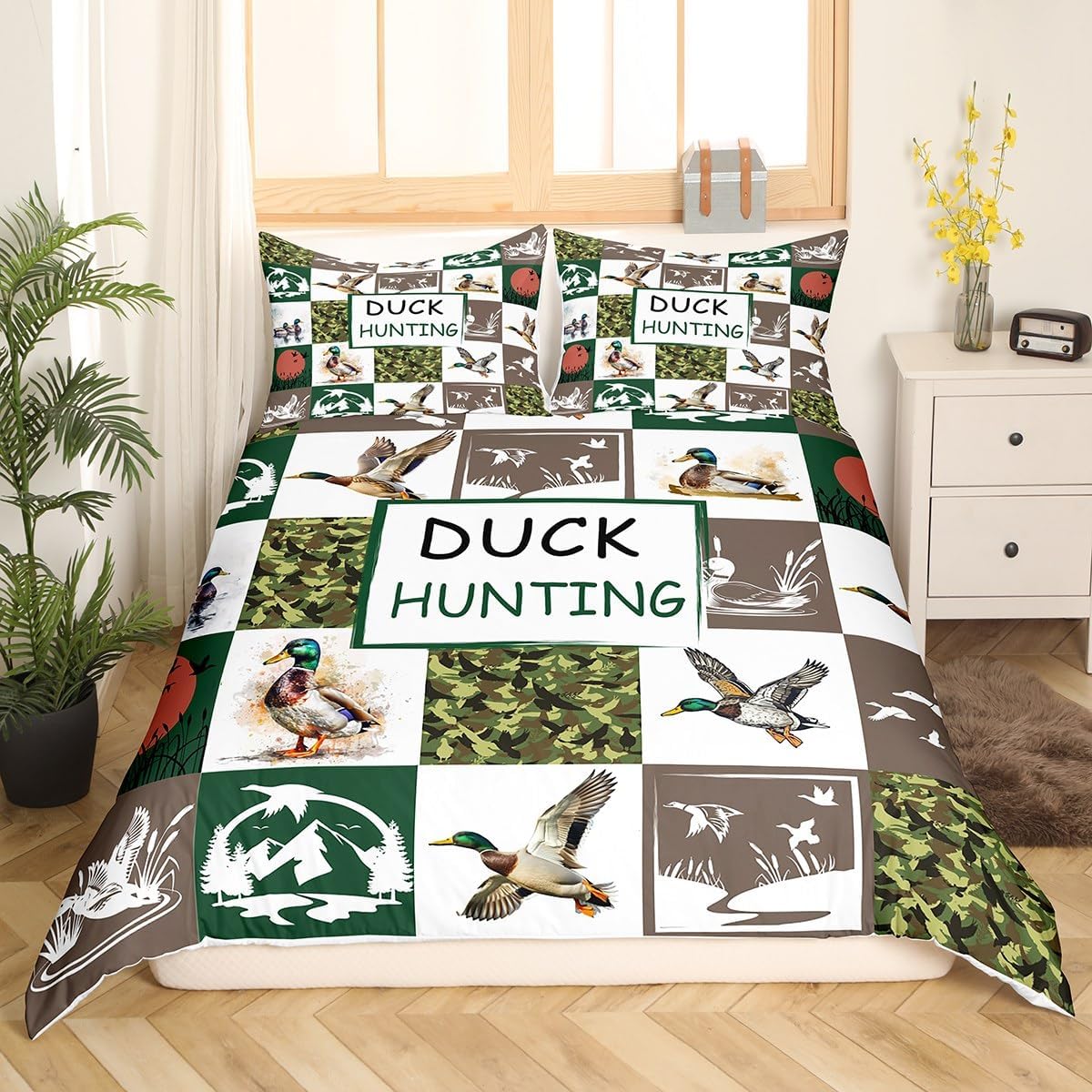 Amazon.com: Erosebridal Duck Hunting Queen Bedding Set Mallard Duvet Cover Fishing and Themed ...