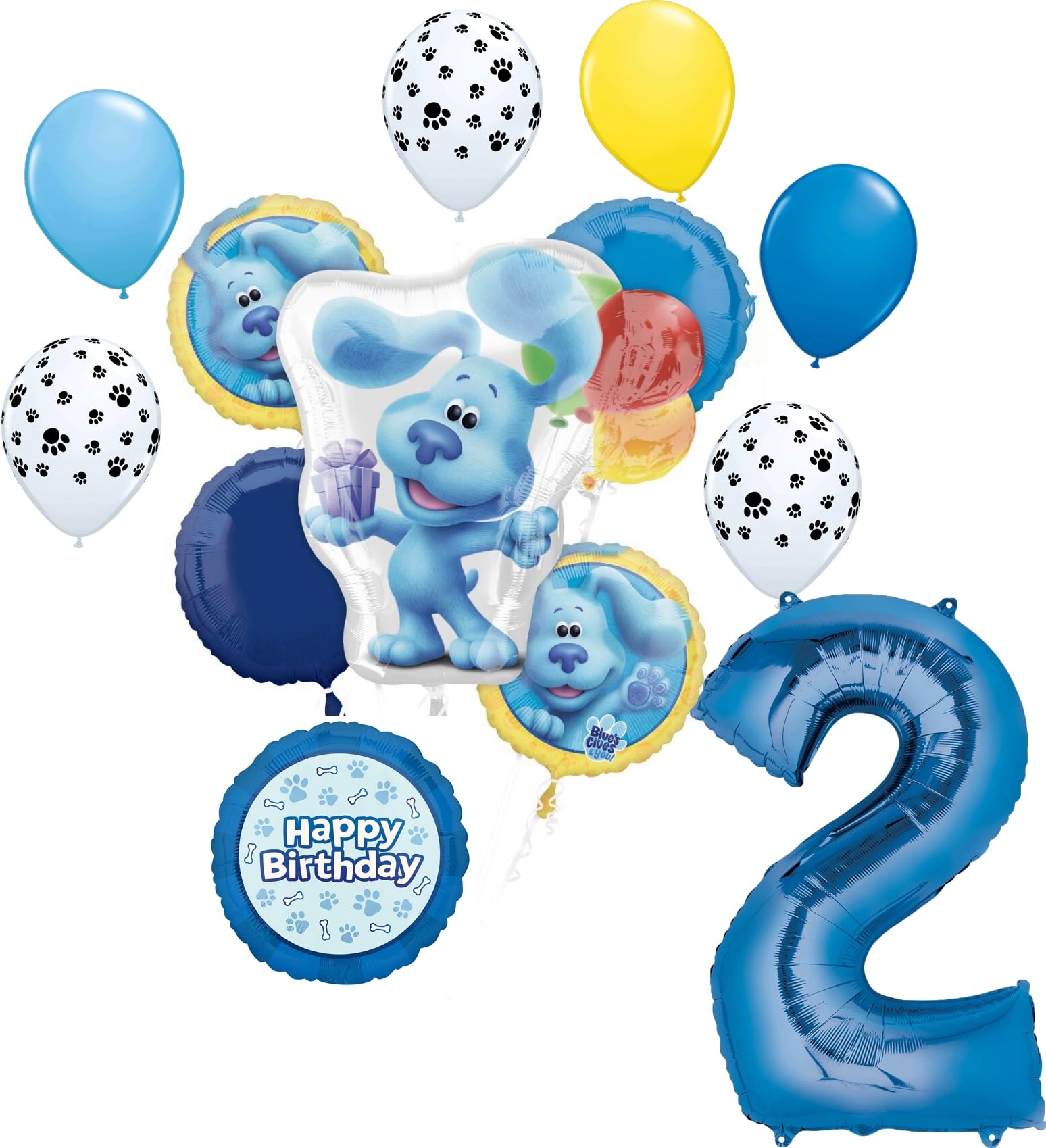 Amazon.com: Anagram Blue's 2nd Birthday Clues Party Supplies Balloon ...