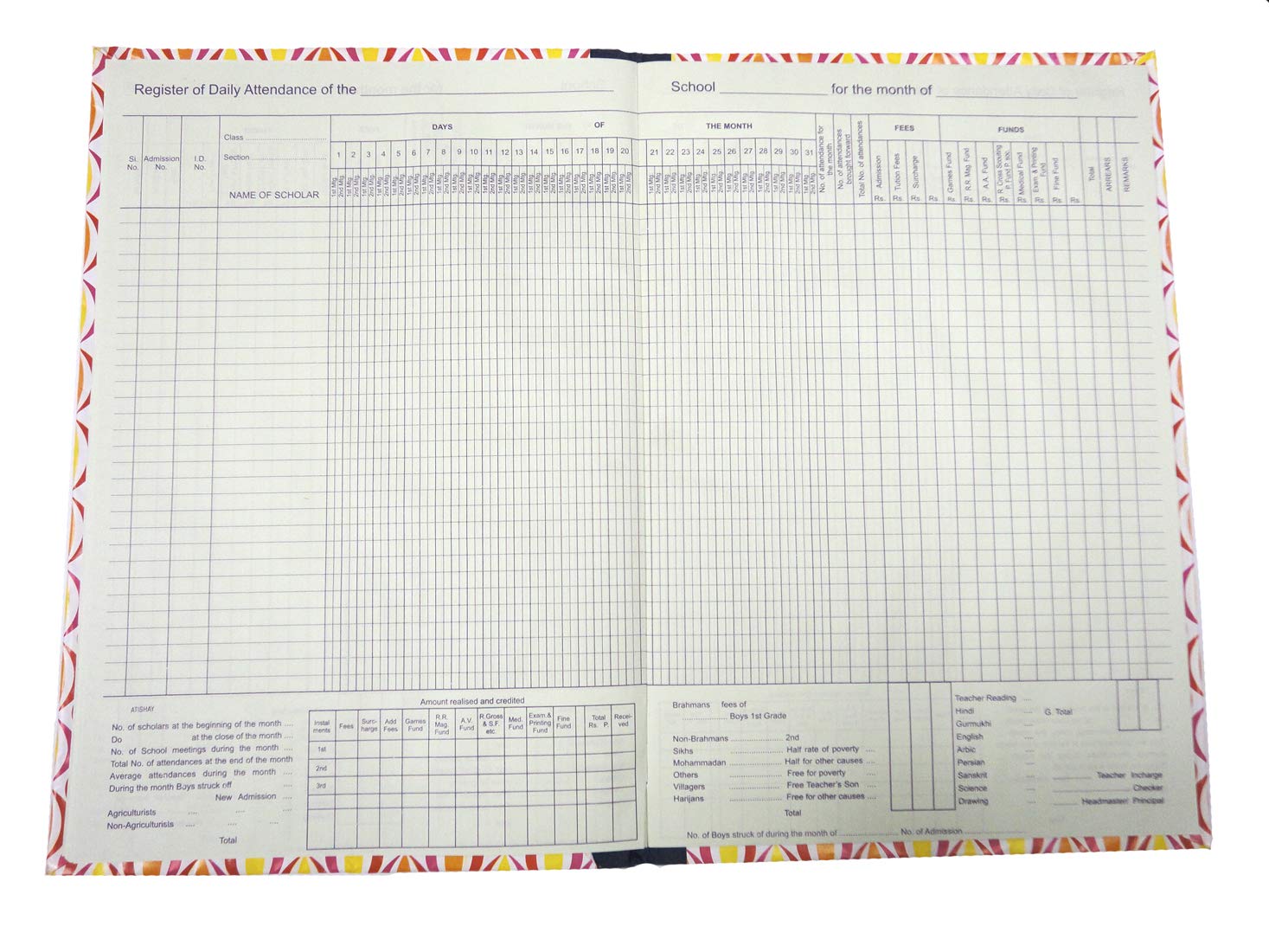 ATISHAY Student Attendance Register, 25cm X 38cm, Pack Of 2 : Amazon.in ...