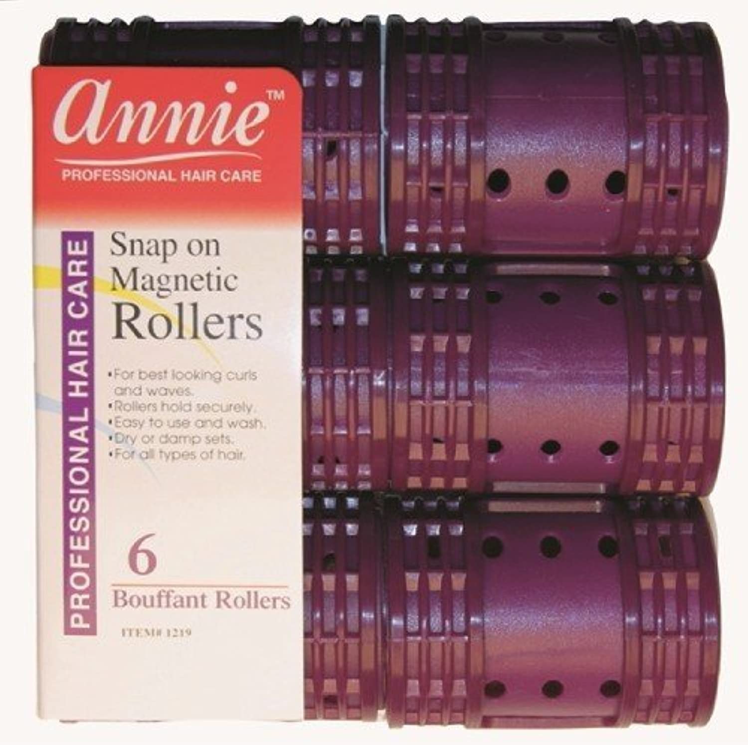 Annie Snap on Magnetic Rollers 6 pack X-Jumbo #1219, Hair curls, holds ...